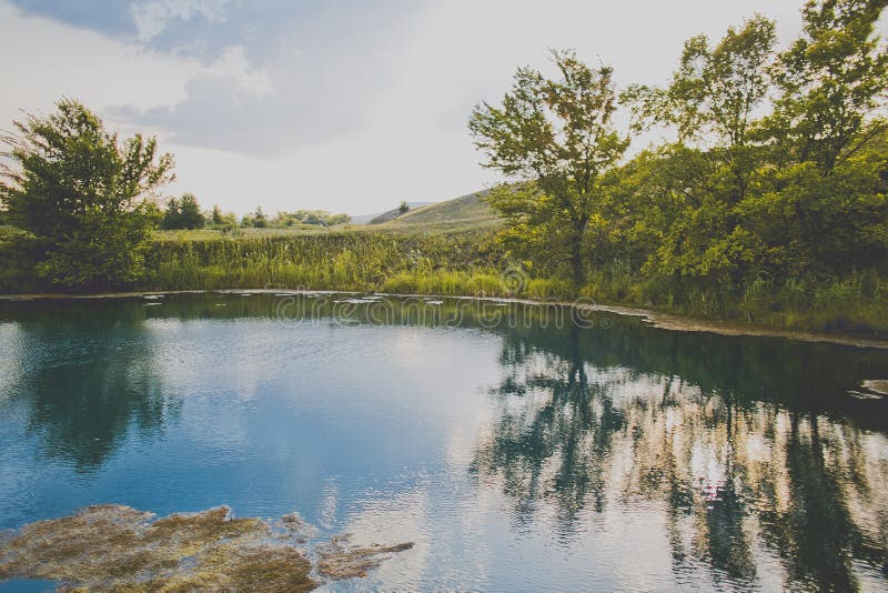 Deep blue lake stock photo. Image of field, cold, blue - 62315148