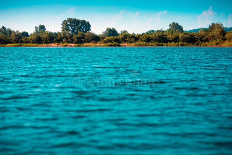 Deep Blue Lake Water Landscape Scene Stock Photo - Image of clean ...