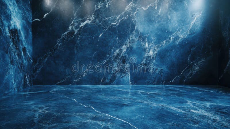 Deep Blue Marble Room Interior. AI Generated Stock Illustration ...