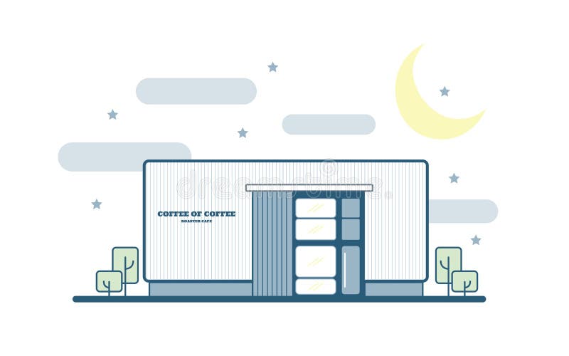 Deep Blue Minimal Coffee Shop Stock Illustration - Illustration of shop ...