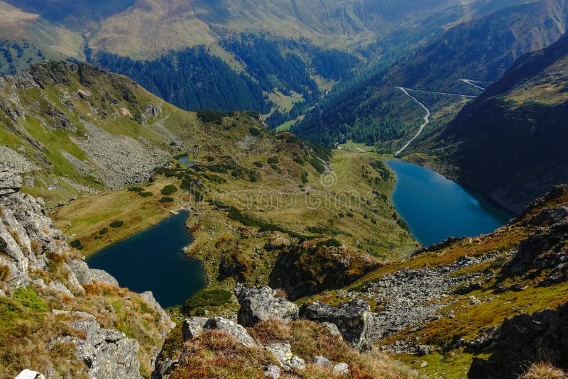 Deep Blue Mountain Lakes View from Above Stock Image - Image of ...