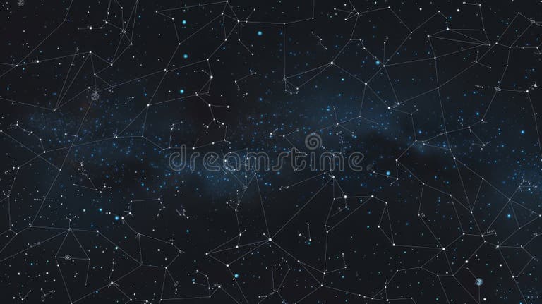 A Deep Blue Nightscape Adorned with Interconnected White Lines Forming ...