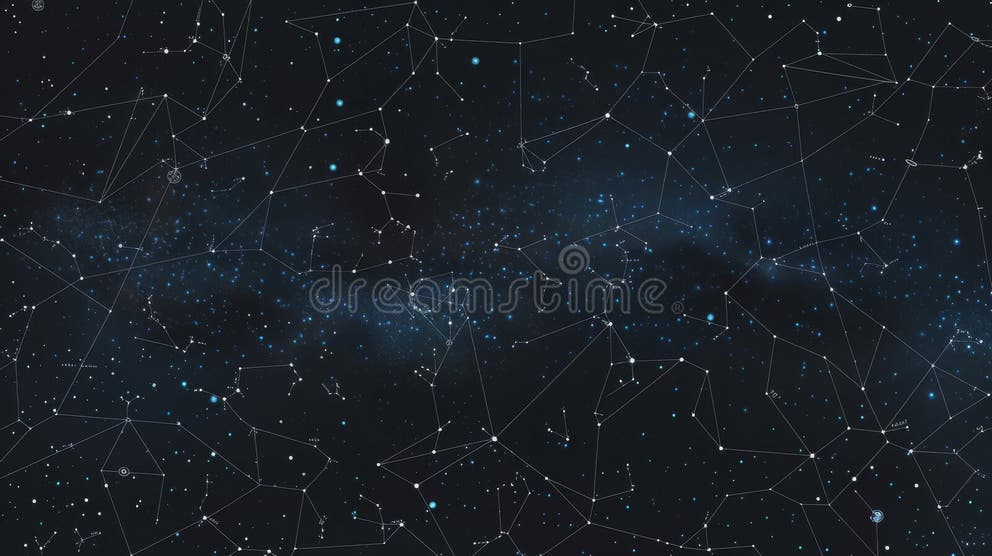 A Deep Blue Nightscape Adorned with Interconnected White Lines Forming ...