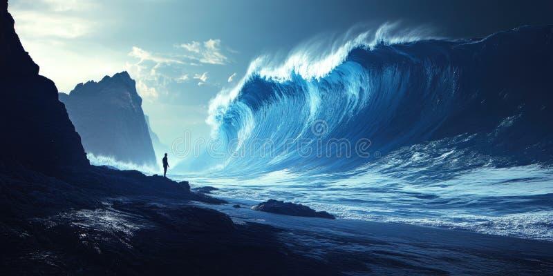 Deep Blue Ocean Waves with High Contrast, Bold and Dramatic Water ...