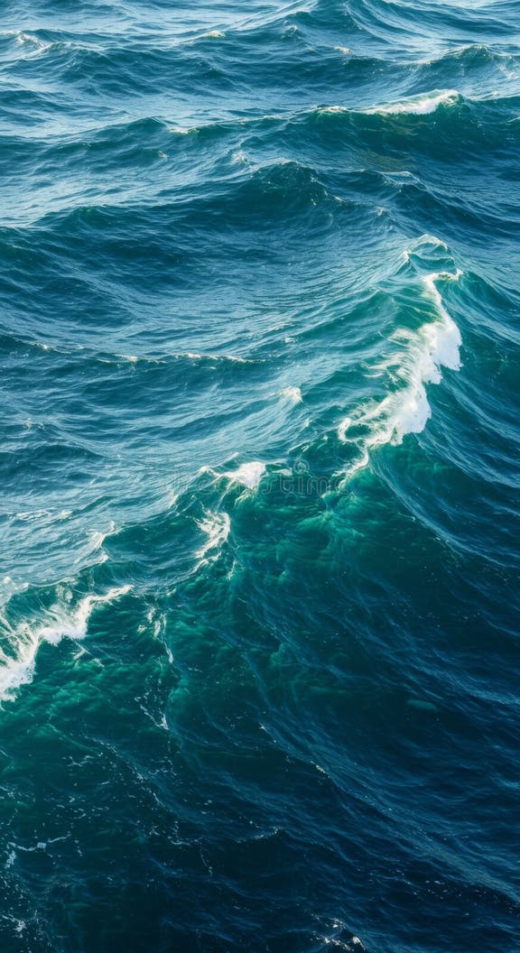 Deep Blue Ocean Waves with Whitecaps Stock Illustration - Illustration ...