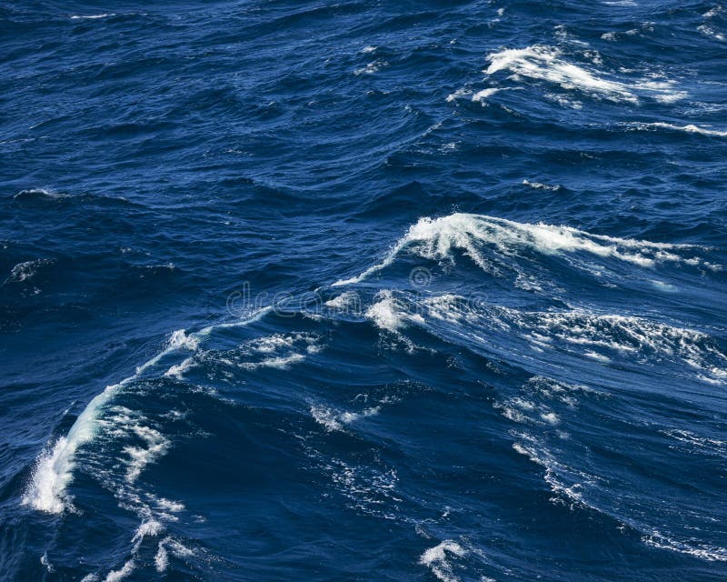 Deep Blue Ocean Waves with Whitecaps at Sea Stock Photo - Image of ...
