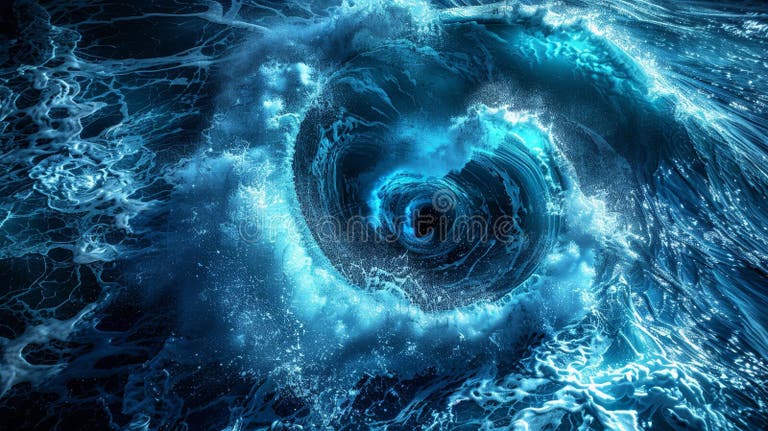 Deep Blue Ocean Whirlpool, a Powerful Force of Nature. Dramatic ...