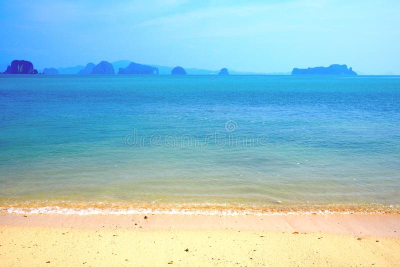 Deep Blue Ocean and White Beach Stock Photo - Image of tropical, island ...