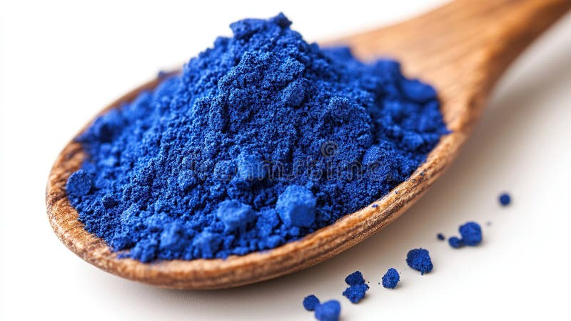 Deep Blue Powder in Wooden Spoon Stock Illustration - Illustration of ...