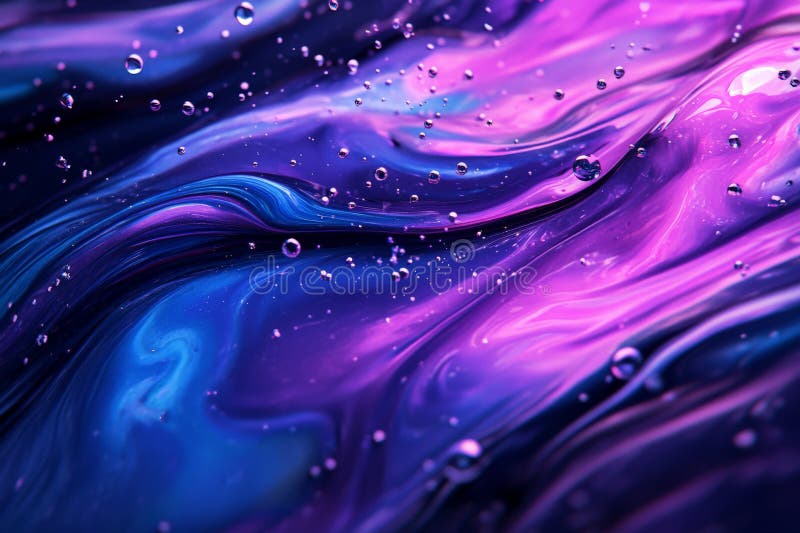A Deep Blue and Purple Oil Splash with Swirling Lines and Scattered ...