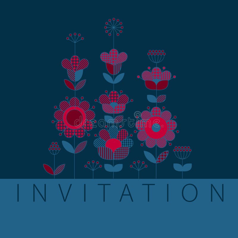 Deep Blue and Red Pattern Design Elements Stock Vector - Illustration ...