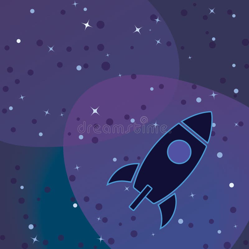 A Deep Blue Rocket is Flying through a Starry Sky. Vector Illustration ...