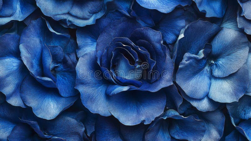 Deep Blue Roses Close Up Detailed Petals Stock Illustration ...