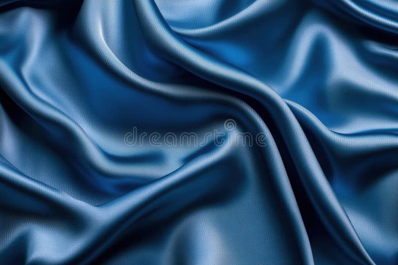 Deep Blue Satin Drapes, Luxurious Fabric Texture, Smooth Waves and ...