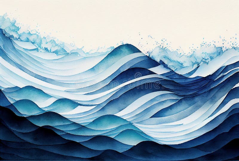 Deep Blue Sea Water Waves Gradient Lines Abstract Pattern Background ...