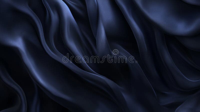 Deep Blue Silk Fabric Draped in Soft Waves Stock Illustration ...