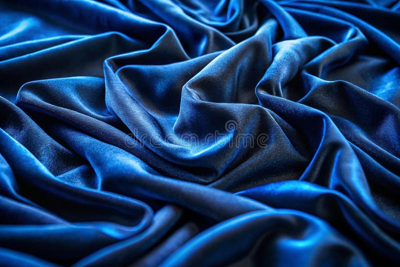 Deep Blue Silk Fabric Drapes, Studio Shot Stock Illustration ...