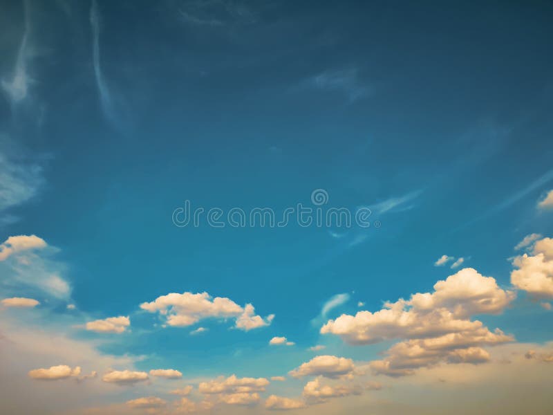 Deep Blue Sky and White Cloud Background. Stock Image - Image of color ...