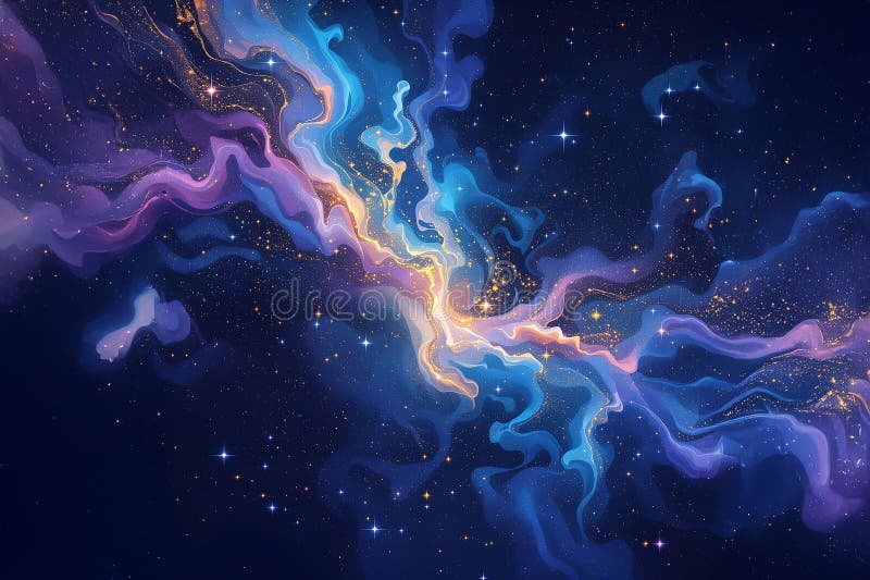 Deep Blue Space with the Milky Way, Clouds and Lightning Stock Image ...