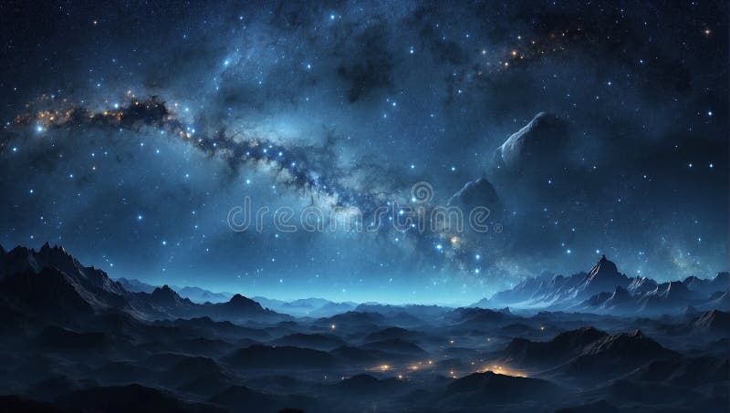 Deep Blue Space with Shimmering Starry Backdrop. Stock Illustration ...