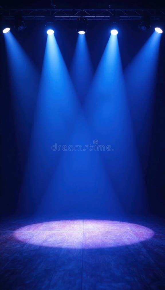 Deep Blue Stage Lighting, Multiple Sources Create Intense Glow ...