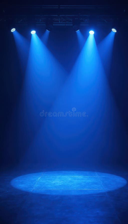 Deep Blue Stage Lighting, Multiple Sources Create Intense Glow, Design ...