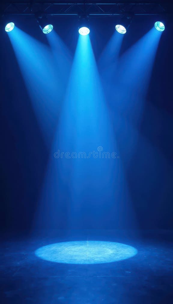 Deep Blue Stage Lighting, Multiple Sources Create Intense Glow, Energy ...