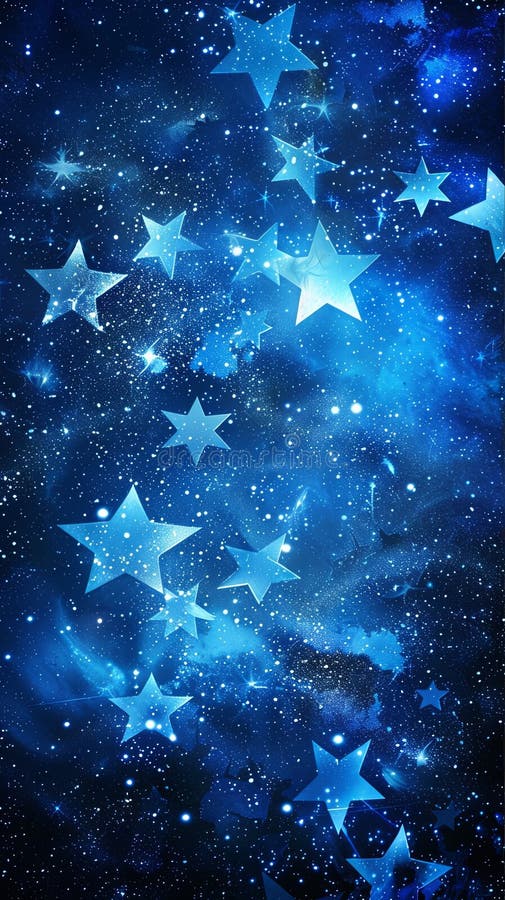 Deep Blue Starry Night Sky is Adorned with Shimmering Stars and a ...