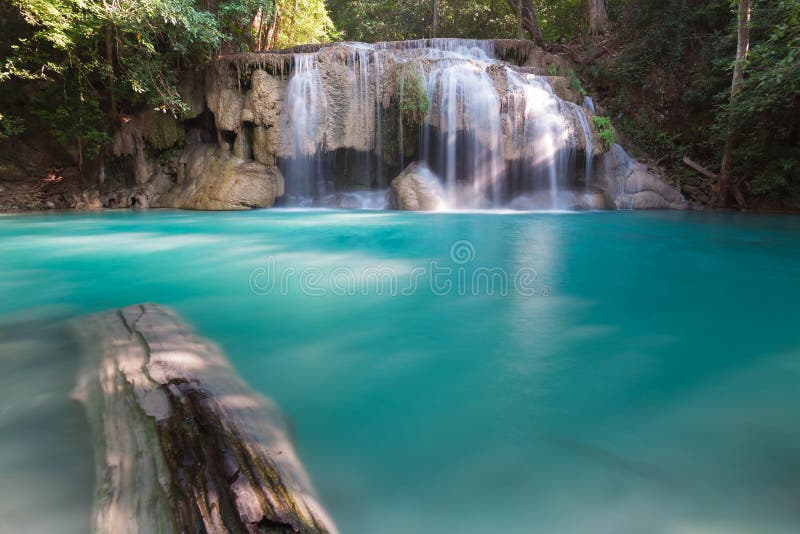 Deep Blue Stream Waterfall in Deep Forest Jungle Stock Image - Image of ...
