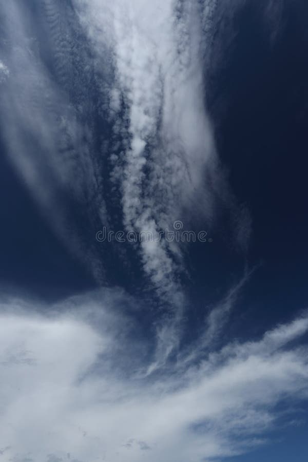 Deep Blue Summer Sky with White Cirrostratus Cloud. Stock Photo - Image ...