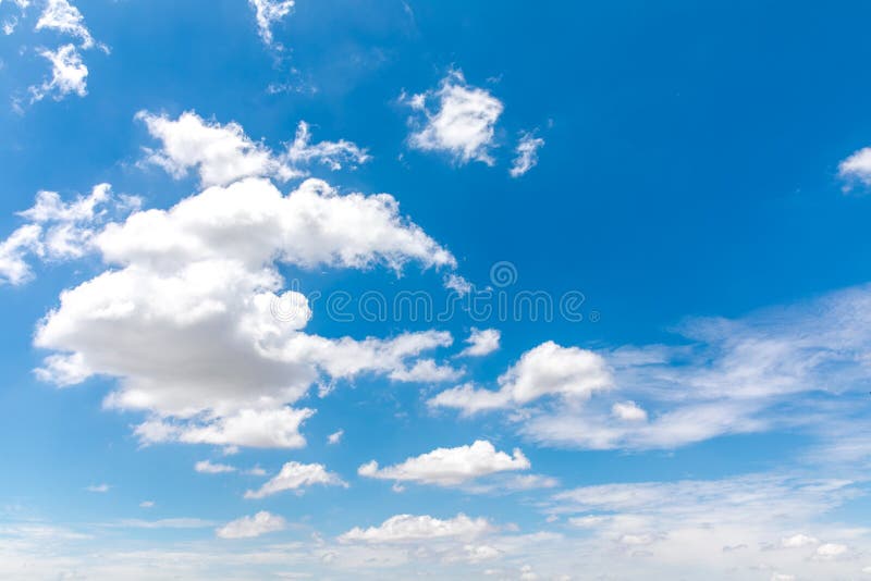 Deep Blue Sunny Sky with White Clouds. Blue Sky with Cloud Closeup ...