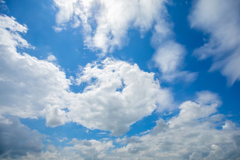 Deep Blue Sunny Sky with White Clouds. Blue Sky with Cloud Closeup ...