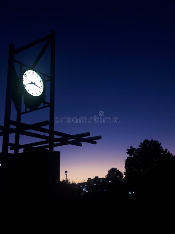 Deep Blue Sunset Clock Tower Stock Image - Image of sunset, blue: 165604089