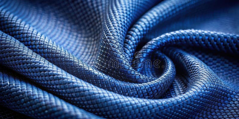 Deep Blue Textured Fabric Swirling in Elegant Drapes. Generative AI ...