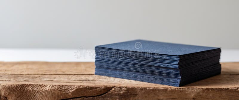 Deep Blue Textured Paper Cards Stacked on Wood. Stock Image - Image of ...