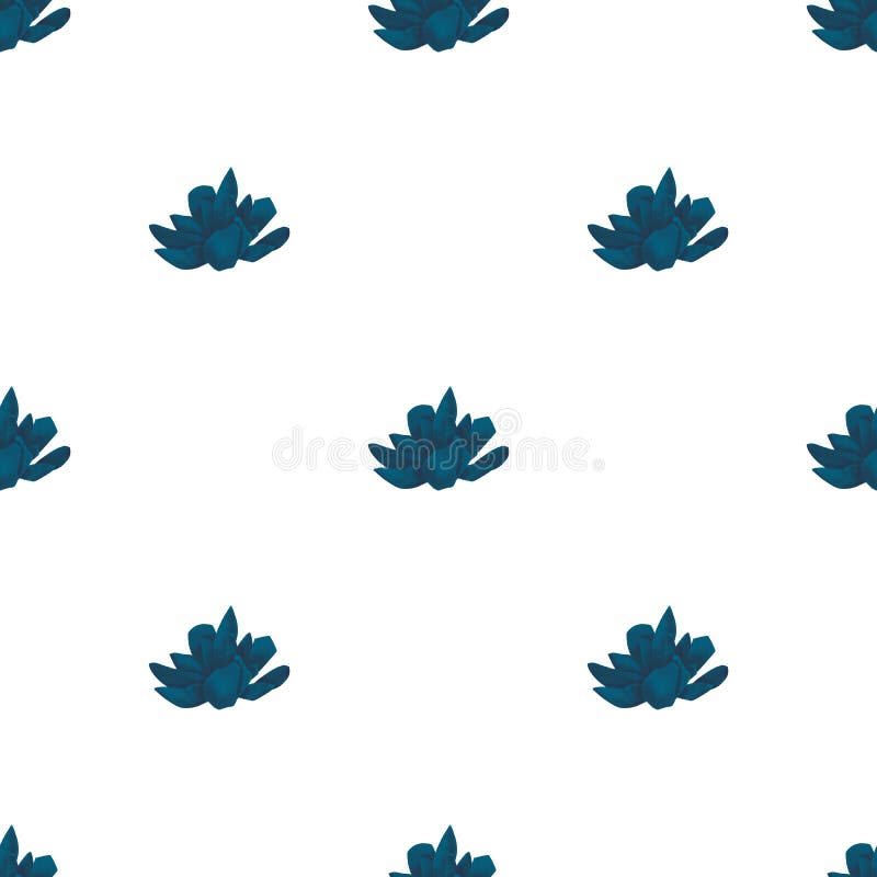 Deep Blue Textured Succulent Seamless Pattern on White. Textile and ...