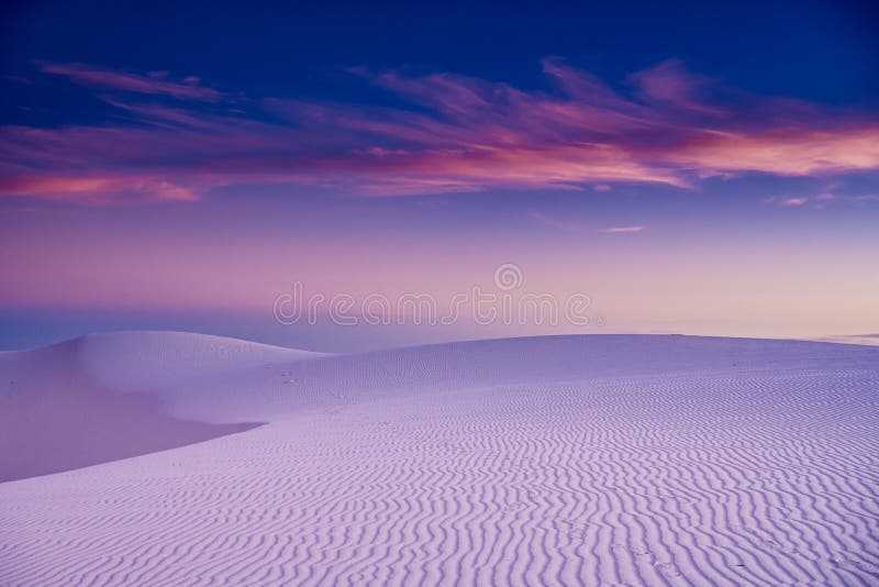 Deep Blue Tones with Hints of Red Fill the Sky Over White Sands Stock ...