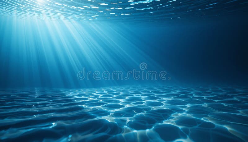 Deep Blue Underwater Light Reflects Abstract Sun Rays Stock ...