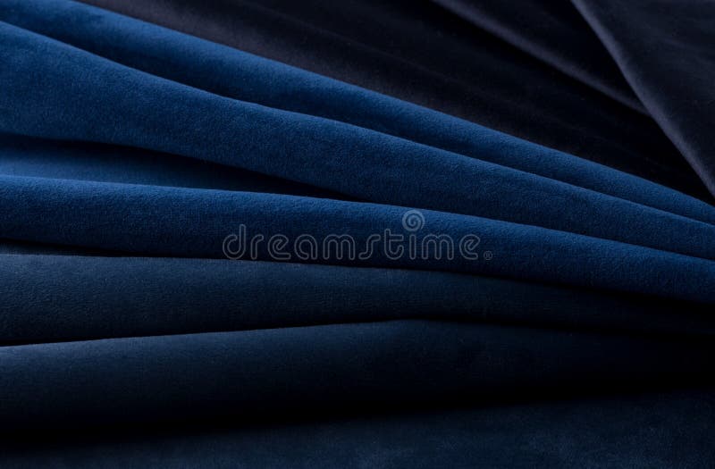 Deep Blue Velour Textile Sample. Fabric Texture Background Stock Photo ...