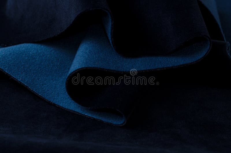 Deep Blue Velour Textile Sample. Fabric Texture Background Stock Photo ...