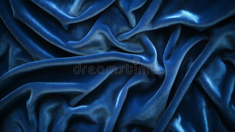 Deep Blue Velvet Draped Luxuriously Soft Fabric Stock Illustration ...