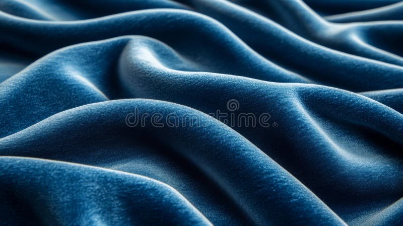 Deep Blue Velvet Fabric Draped Softly Luxurious Texture Stock ...