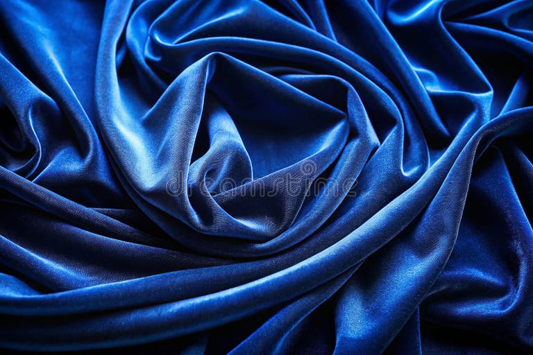 Deep Blue Velvet Fabric Drapes, Luxurious Texture Stock Illustration ...