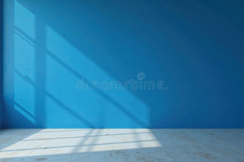 Deep Blue Wall, Bare Concrete Floor Minimalist Interior , Texture ...
