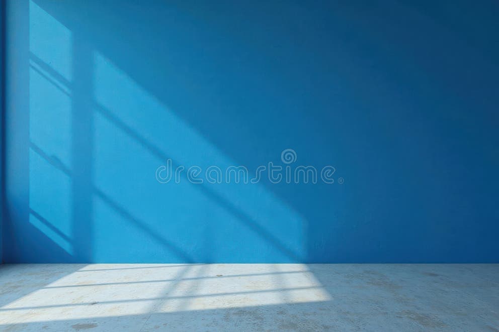 Deep Blue Wall, Bare Concrete Floor Minimalist Interior , Texture ...