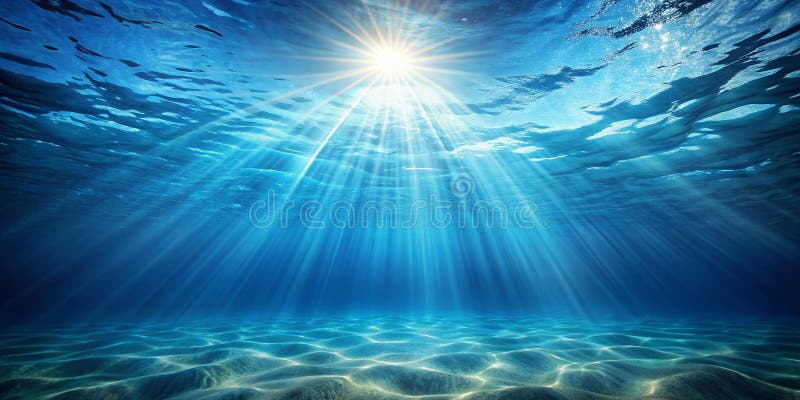 Deep Blue Water Background Sun Rays Under Water Blue Ocean Background ...