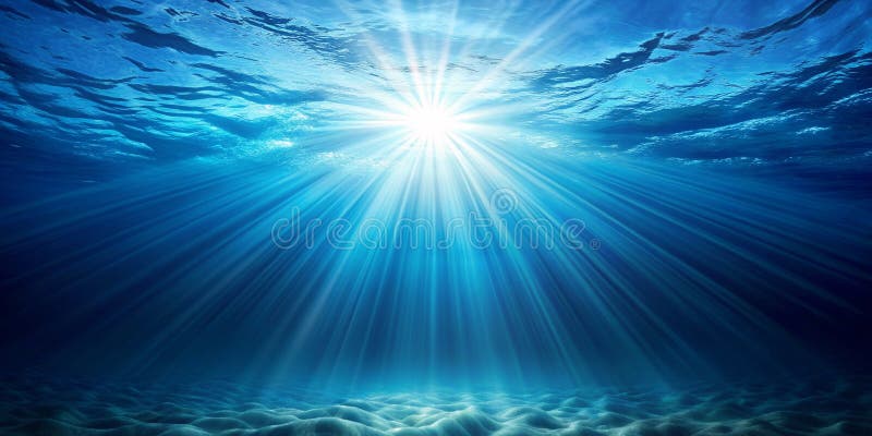 Deep Blue Water Background Sun Rays Under Water Blue Ocean Background ...