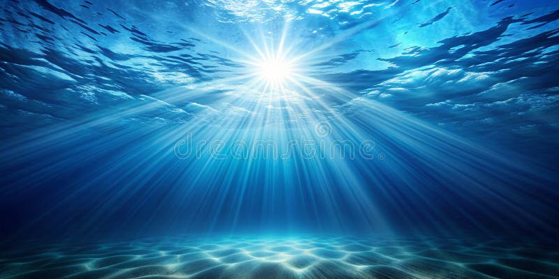 Deep Blue Water Background Sun Rays Under Water Blue Ocean Background ...