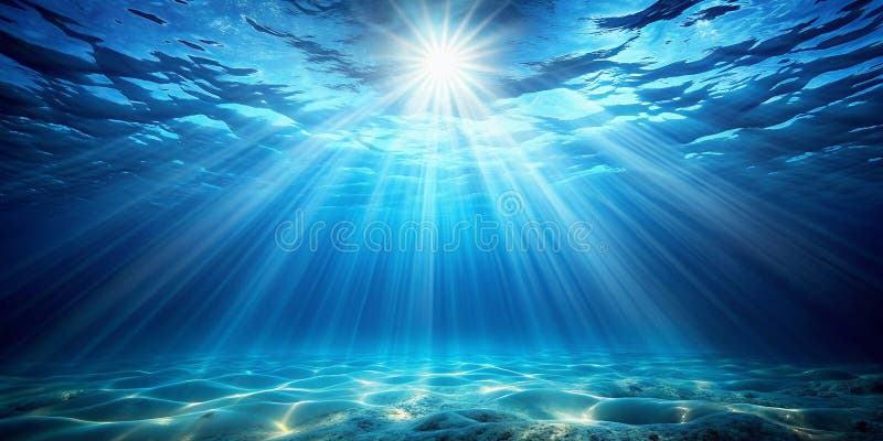 Deep Blue Water Background Sun Rays Under Water Blue Ocean Background ...