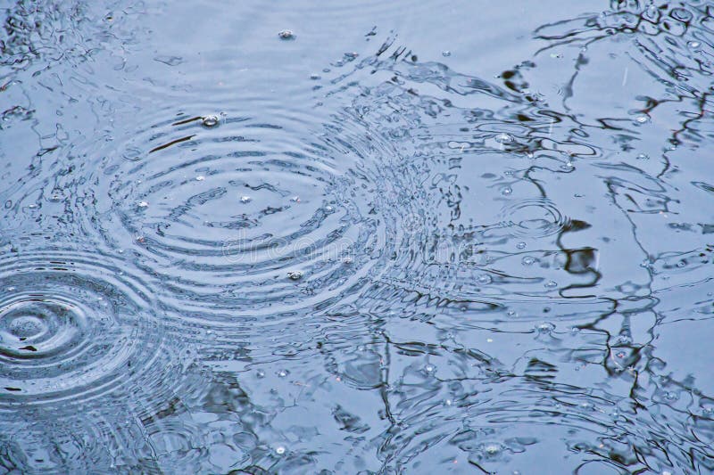 Rain Drops Creating Circles in the Water. Stock Photo - Image of ...